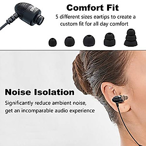 MOXKING Wired Durable Metal Earphones Earbuds w Microphone and Volume Control, Deep Bass Clear Sound Noise Isolating in Ear Headphones, Ear Buds for Cell Phones, Laptop, Computer, iPad, iPod, Gaming