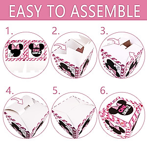 Pink Mouse Girl 1st Birthday Party Decorations Balloon Boxes, 3pcs Pink Mouse Theme One Years Old Birthday Balloon Boxes,for Girl First Birthday Party Decorations Supplies