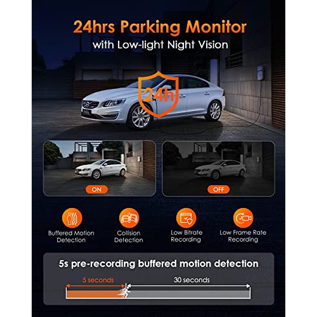 Bundle: Vantrue E3 3 Channel WiFi Dash Cam with GPS Speed, Wireless Remote Controller +256GB microSD Card