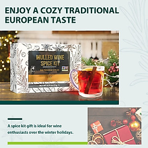 Soeos Mulled Wine Spice Kit, 2.96 oz (0.74 oz*4), Six Premium Spices, Mulled, Wine Spice Kit, Cooking Gadgets Holiday Gifts, Wine Gifts for Women, Christmas Gift Ideas