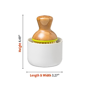 Full Circle Bubble Up Dush Brush with Bamboo Handle, Set of 3, Green