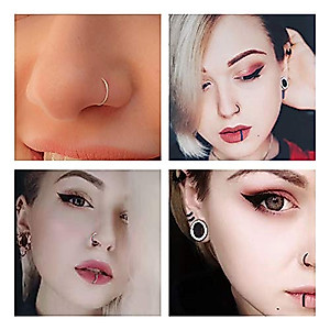 WBRWP 316L Surgical-Steel Hinged Nose Rings Hoop 18G Womens and Mens Body Pierecing Ring Septum Clicker Helix Cartilage Hoop Body Piercing Jewelry 8mm Diameter, Black