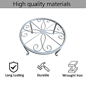 Metal Plant Stand Wrought Iron Planter,Iron Art Flower Pot Supporting Stand Indoor Outdoor Garden Set of 3（White）