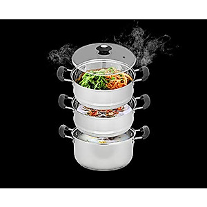 CONCORD 10" Stainless Steel 3 Tier Steamer Steaming Pot Cookware 24 CM (Induction Compatible)