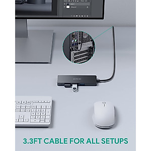 4 Port USB Hub 3.0, HOYOKI USB Splitter for Laptop,Ultra Slim Data USB Hub with 3.3ft Extended Cable, USB Hub Compatible with MacOS/Windows Laptop, PC, PS4, Flash Drive, Mouse, Keyboard, Printer, HDD