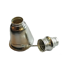 shree jewellers SJ Silver Plated Sindoor Bottle with Stick, Pooja Items for Home, KumKum Round Box Spiritual Gift Item ~ Size 5 x 2.5 cm