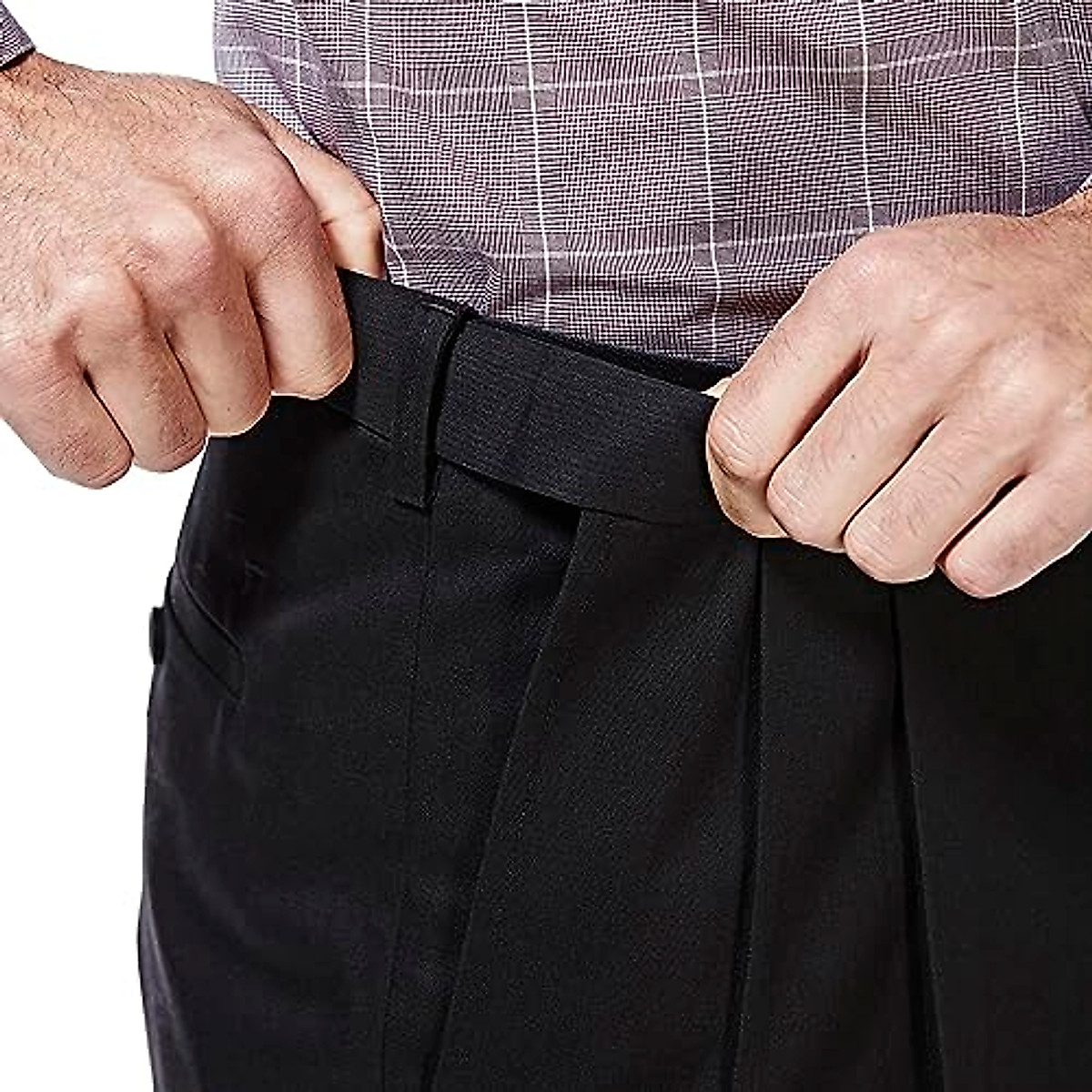 HAGGAR Men's Premium No Iron Khaki Classic Fit Pleat Front Regular and Big & Tall Sizes, Black, 38W x 29L