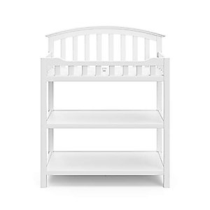 Graco Changing Table with Water-Resistant Change Pad and Safety Strap, White, Multi Storage Nursery Changing Table for Infants or Babies