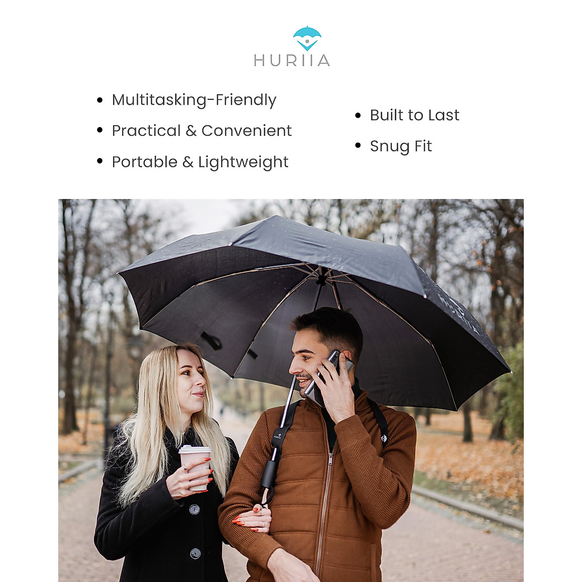 Huriia - Hands-Free Umbrella Holder, Wearable Portable Umbrella Strap, Fits Any 8-10mm Small Umbrella for Backpack Use, Essential Traveling Accessories for Daily Use
