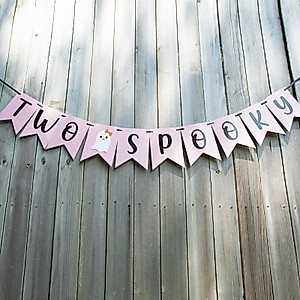 Two Spooky Birthday Garland - Halloween 2nd Birthday Banner, Pink Ghost Decor, Halloween Girl Birthday Banner, Two Spooky Party Supplies, Halloween Party Decorations