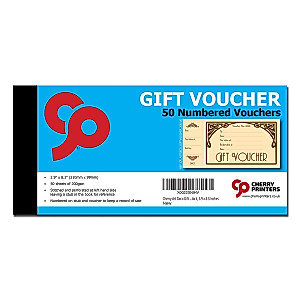 Cherry Art Deco Gift Certificate Cards/Voucher/Gift Coupon Book with Stub 50pages Cardstock 3.9 x 8.3 Inches