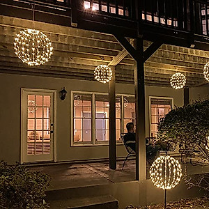 LIGHTSHARE 12IN 96LED Light Ball Yard Decoration Pathway Lights Sphere Light with Fold Flat Metal Frame Indoor Outdoor Waterproof Garden Lights