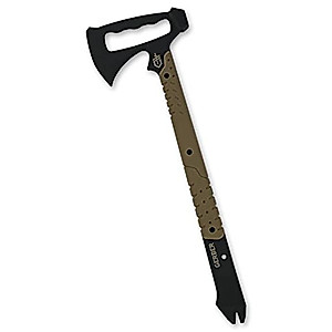 Gerber Gear 30-000715N Downrange Tactical Tomahawk, Multitool Hammer Head Axe and Prybar, Included Sheath, Brown/Black