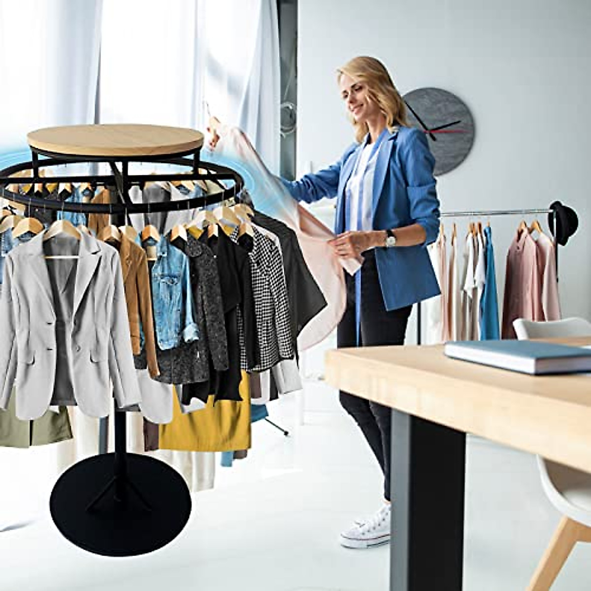 HIYOUGO Round Clothing Rack Retail Spiral Dress Rack Retail Store Suppliesshoe Rack Shirt Garment Pipe Rack for Clothes Boutique Supplies Display Portable Floor-standing Hanging Rack