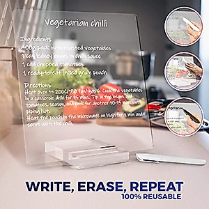 Acrylic Dry Erase Board for Desk - 11.5" x 8.75" Acrylic White Board Memo Tablet with Acrylic Base, 1 x White Marker, and 1 x Black Marker for Office, Home, and School