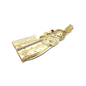 NYFASHION101 Stone Stud Saint Barbara Large Pendant for Necklace in Gold-Tone