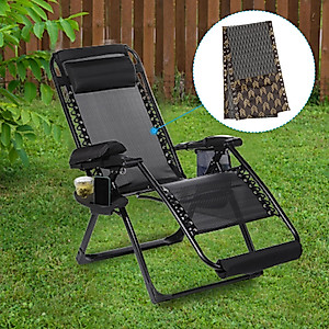 PATIKIL Gravity Chair Replacement Fabric, 63"x17" Anti-Gravity Chair Cloth Recliners Repair Tool with Bungee Cord Kit for Patio Pool Lawn Outdoor, Brown