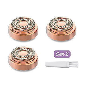 tuokiy Facial Hair Remover Replacement Blade Heads for Flawless Finishing Touch Facial Hair Remover,18K Rose Gold Plated Replacement Heads,3 Count