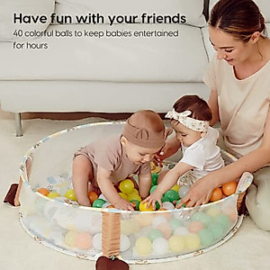 Lupantte 4-in-1 Baby Play Gym, Activity Gym Ball Pit with Detachable Anti-Slip Thickening Tummy Time Mat with Sensory Toys for Newborn Infant Toddler to Develop Motor&Cognition,Include 40 Balls