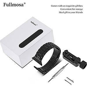 Fullmosa Compatible Apple Watch Band 42mm 44mm 45mm 49mm 38mm 40mm 41mm, Stainless Steel iWatch Band with Case for Apple Watch Series 8/7/6/5/4/3/2/1/SE/SE2/Ultra, 42mm 44mm 45mm Black