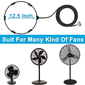 Signice Fan Misting Kit - Upgraded Adjustable 26FT Fan Misters for Cooling Outdoor with 5 Mist Nozzles DIY Water Mister Fans for Outside Patio Backyard
