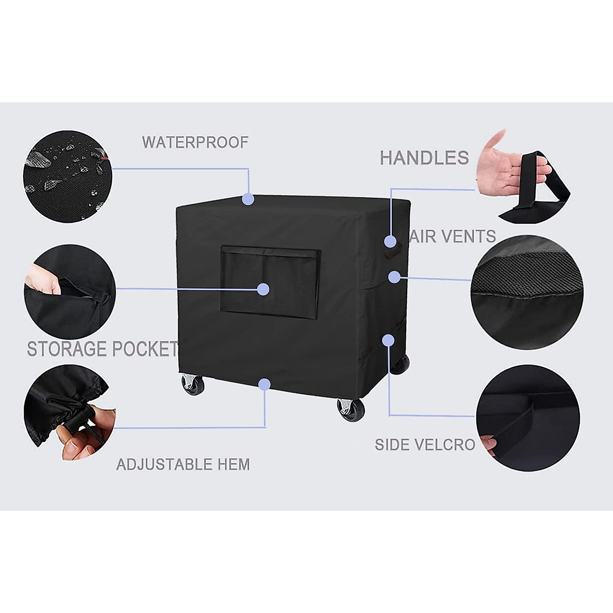 SIRUITON Cooler Cart Cover Waterproof Oxford Fabric, Fits for Most 80-100 Quart Rolling Cooler Cart Cover, Outdoor Beverage Cart, Patio Ice Chest Protective Covers