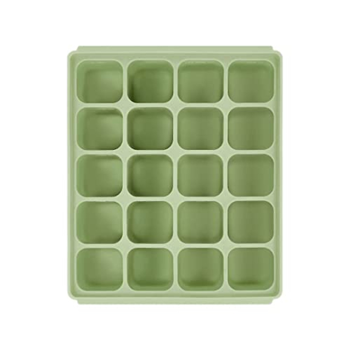 PETINUBE Silicone Freezer Tray, Baby Food Storage Cubes with Clip-On Lid, Freeze Baby Food, Soups, Purees, Ice, Easy and Safe Design, Made in Korea (20cubes 0.8oz, Celadon Green)