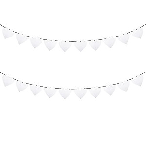 SaktopDeco 2 Pack White Felt Heart Garland Valentines Day Heart Banner White Party Decorations Anniversary Wedding Home Decor