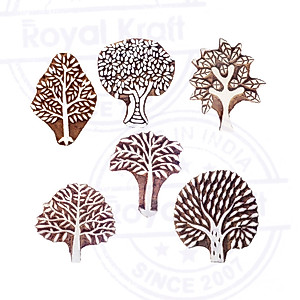 Pottery Printing Blocks Stylish Tree Pattern Wooden Stamps (Set of 6) Htag2054