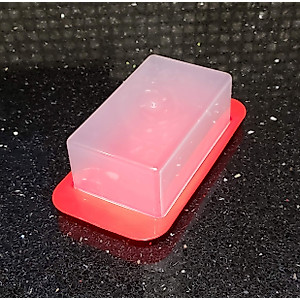 Standard Butter Dish Red Base Smoked Clear Top