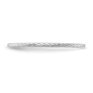 Solid 14K White Gold 1.2mm Twisted Wire Pattern Stackable Band Thin Wedding Anniversary Ring Size 5.5