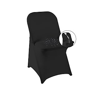 magalo 12 Pack Black Spandex Folding Waterproof Chair Cover, Stretch Chair Cover Protector for Wedding, Party, Dining Banquet and Other Special Events