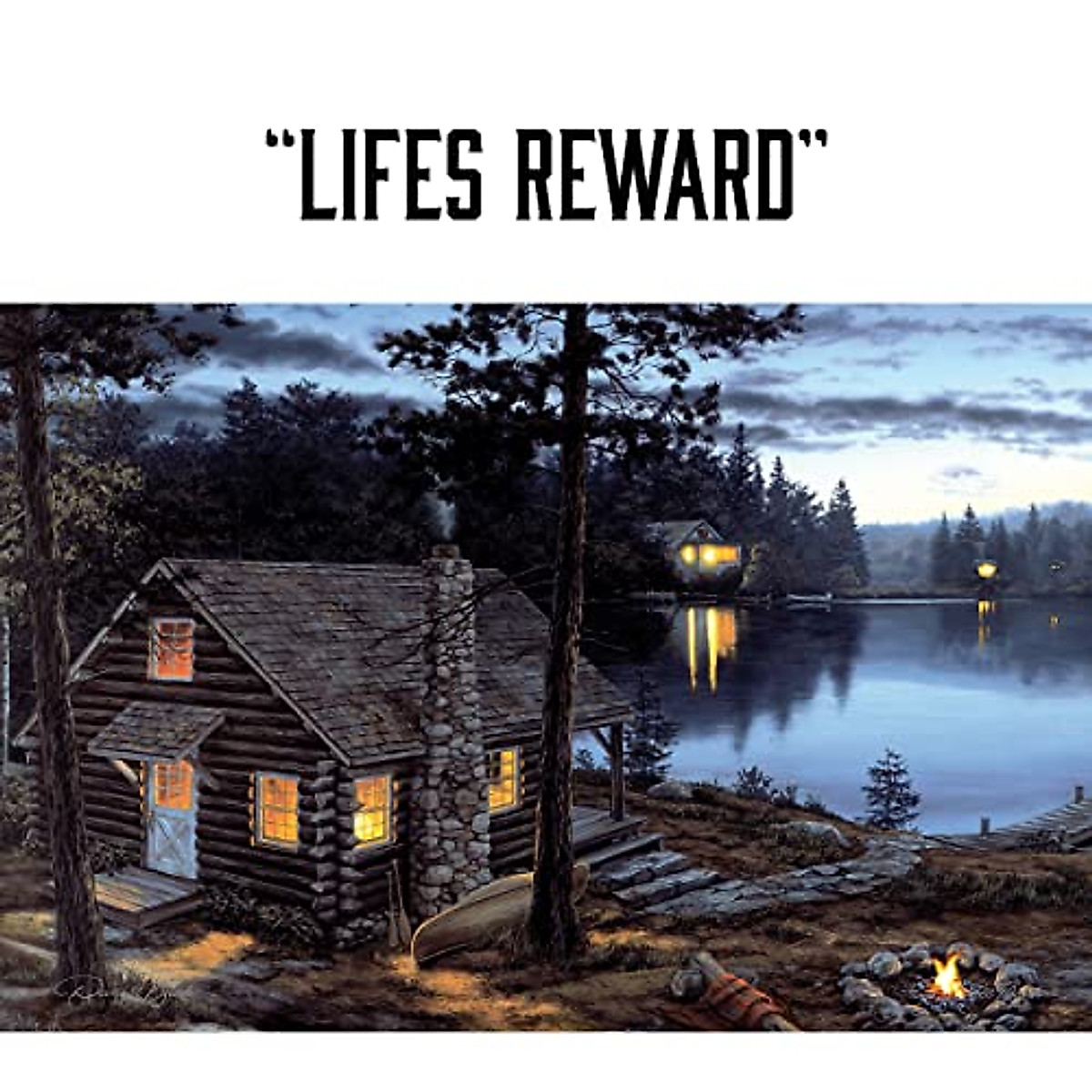 Rivers Edge Products LED Canvas Wall Art, 24 by 16 Inches, Fiber Optic Light Up Wall Decor, Battery Operated Lighted Nature Canvas Print, LED Light Kitchen, Bedroom, or Home Decor, Cabin Reward