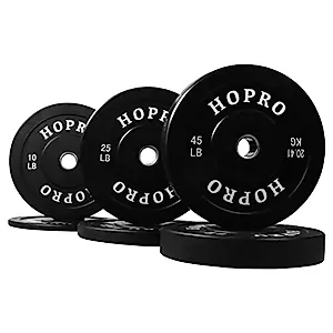 BalanceFrom HoPro Olympic Bumper Plate Weight Plate with Steel Hub, Pairs or Sets, Black