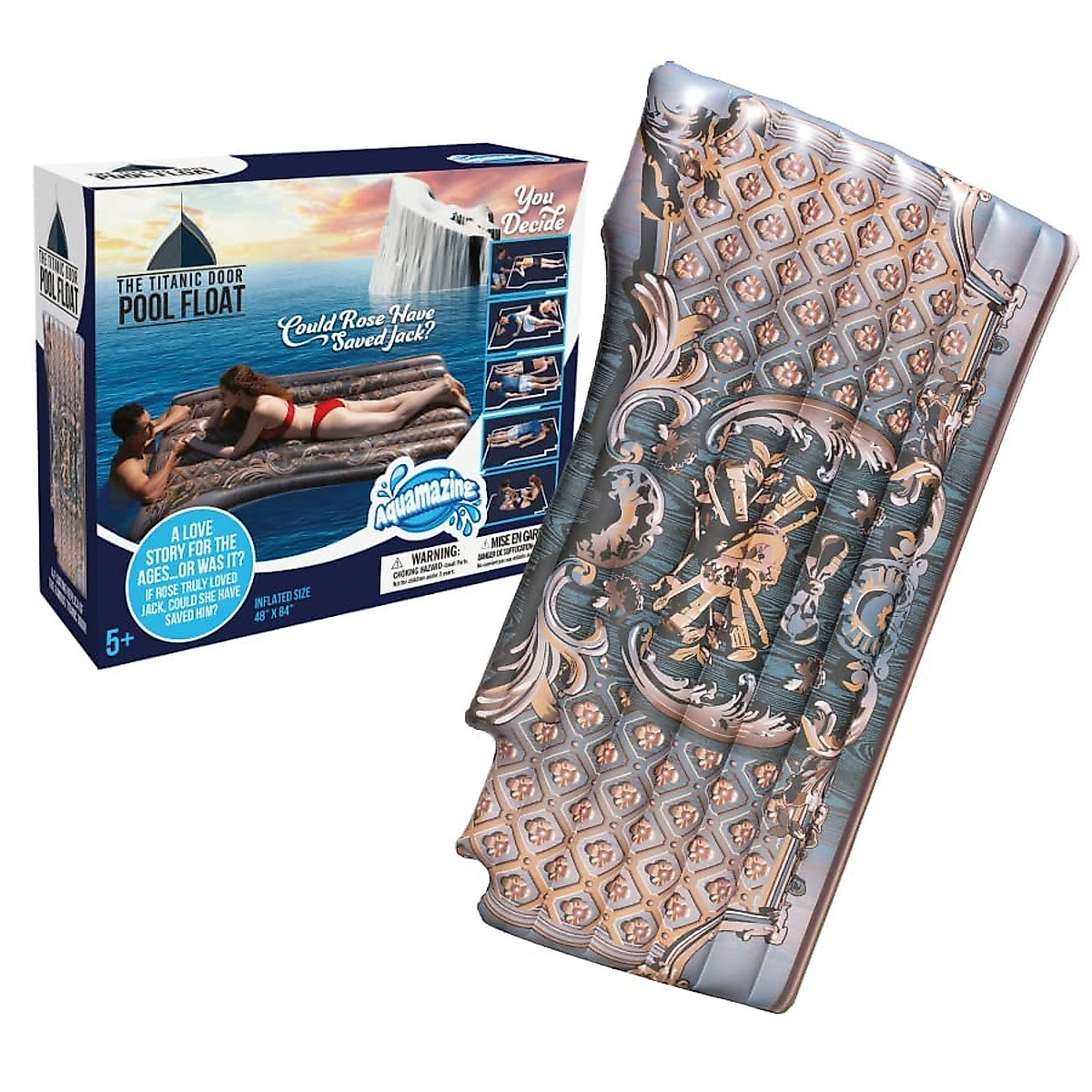 The Original Titanic Movie Pool Float- 48"x84" Inflatable Double Sized 2-Person Raft of Floating Door-Fun Swimming Lounger - Could Rose Really Have Saved Jack?- Great Gift for Film Fans & Birthdays