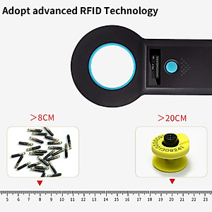 Bluetooth Animal Microchip Tag Reader Scanner, Symcode Wireless RFID EMID Animal Handheld Reader Pet ID Scanner Rechargeable Animal Chip Scanner Pet Tag Scanner FDX-B(ISO 11784/11785) ID64 RFID