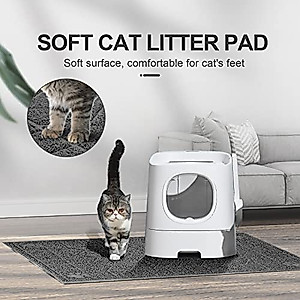 Motsamla Cat Litter Mat, Litter Trapping Mat Soft on Kitty Paws, 35" x 24" Kitten Litter Box Mat for Cleaner Floors, Waterproof, Easy Clean, Durable Large Size Cat Litter Pad for Kitten.