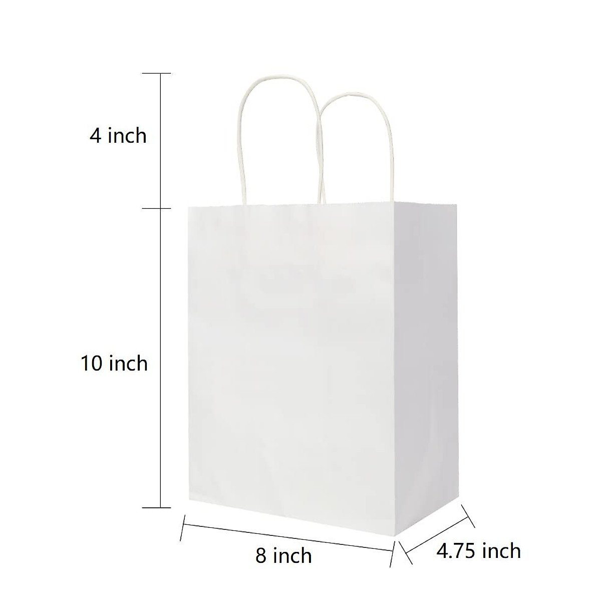 Oikss Each 100 Pack Small & Medium White Kraft Paper Gift Bags with Handles Bulk