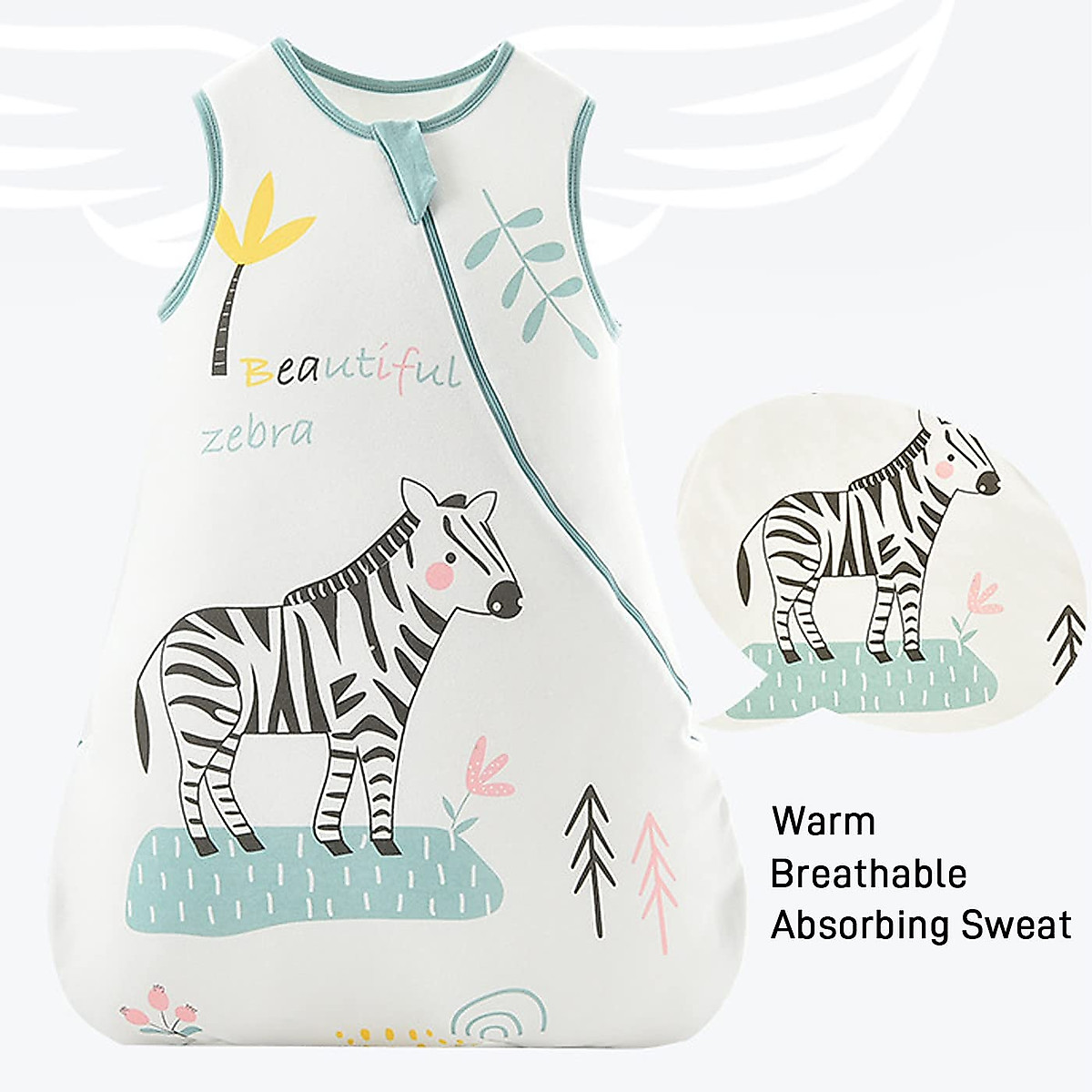 ZIGJOY Baby Winter Sleeping Bag 2.5 TOG Sleeveless Newborn Wearable Blankets with 2-Way Zipper Cotton Sleep Sack Suitable for Baby Girl Boy 0-6 Months
