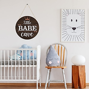 Wooden 3D Little Babe Cave Sign 12 x 12 Inch Little Girl Nursery Room Decor Natural Bedroom Living Room Wall Hanging for Toddler Kids (little babe cave)
