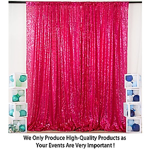 ShinyBeauty Sequin Backdrop Curtain Fuchsia 8FTX10FT Sequence Fabric Curtains Baby Shower Photo Booth Backdrops Hot Pink Shimmer Photography Background for Wedding Party Prom Reception Supplies