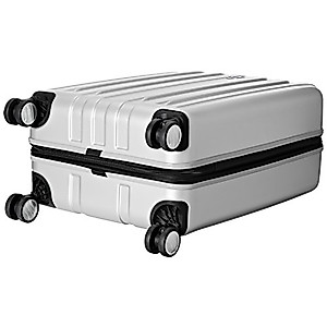 DELSEY Paris Titanium Hardside Expandable Luggage with Spinner Wheels, Silver, Checked-Medium 25 Inch