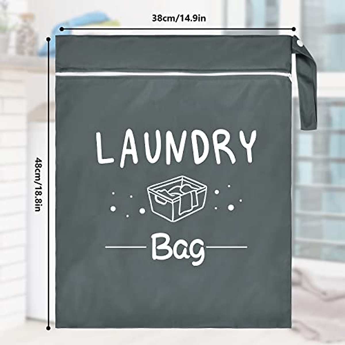2 Pcs Large Travel Laundry Bag Waterproof Wet Dry Bag Washable Dirty Clothes Drawstring Bag Bathing Suit Workout Bag for Gym Clothes Laundry Wet Clothes Swimming Yoga, Green Grey
