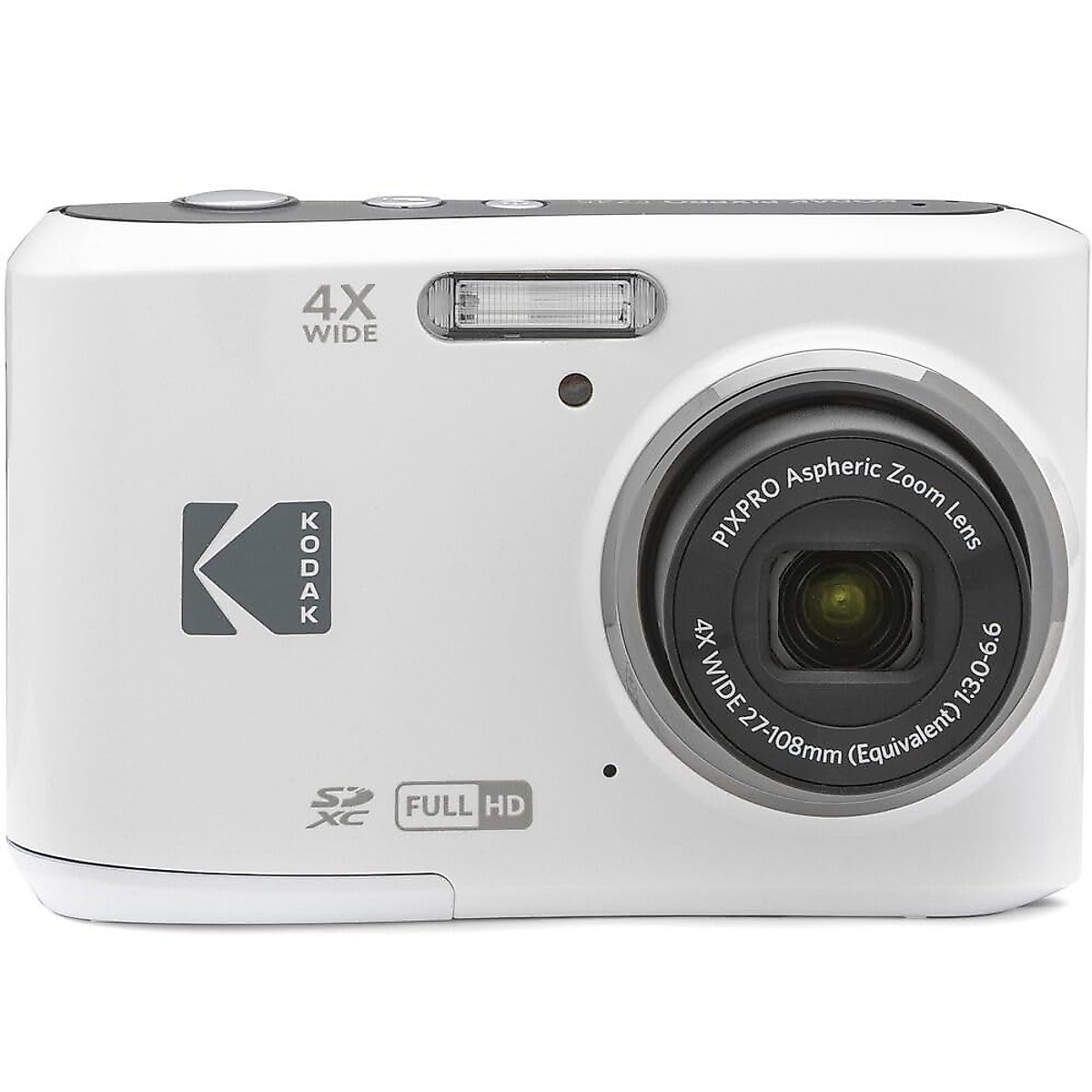 KODAK Pixpro FZ45 Digital Camera Bundle, Includes: SanDisk 32GB Memory Card, Spare Batteries, Hard Shell Camera Case and Card Reader (5 Items) (White)