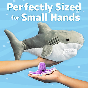 PREXTEX Plush Toy Shark Stuffed Animal with 5 Sea Animals - Shark Plush Toy with Turtle, Whale, Octopus, Stingray, Crab - Giant Stuffed Animals for Kids Aged 3 and Up - Fun Gift for Sea Animal Lovers