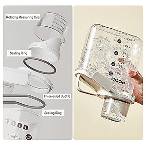 WINIAER Airtight Rice Storage Container with Measuring Cup, 3 to 5 lbs Cereal Dry Food Containers Dispenser, Pet Dog Cat Food Container Box, BPA Free Clear Plastic Containers