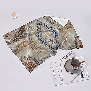 AKAUTOSM Microfiber Face Wash Cloth, Washcloth Towel for Bathroom/Spa/Gym, Highly Absorbent/Soft (Onyx Stone Pale Blue 27.5*16inch)