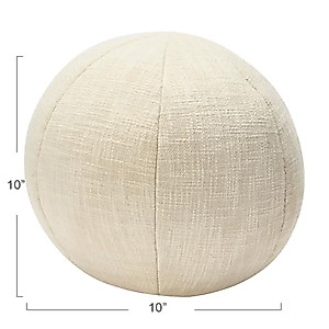 Creative Co-Op Cotton Slub Orb Pillow, 10" L x 10" W x 4" H, Cream