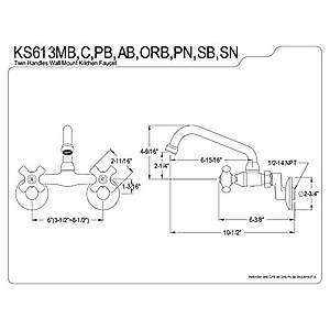 Kingston Brass KS613MB Kingston Kitchen Faucet, Matte Black
