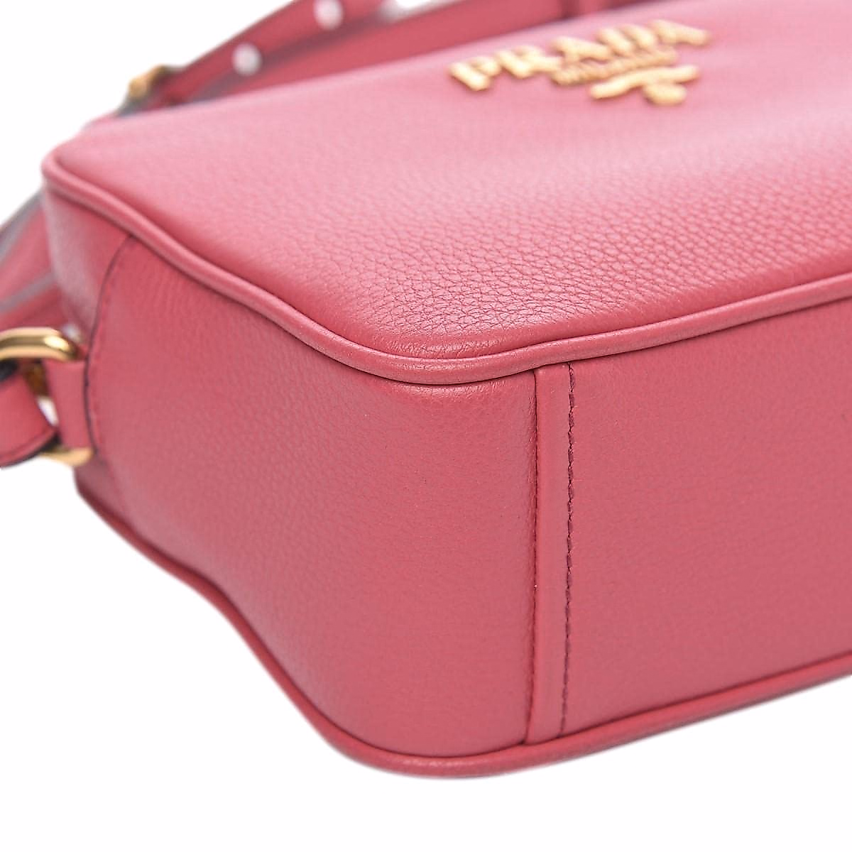 Prada Vitello Phenix Leather Peonia Pink Shoulder Camera Bag 1BH103